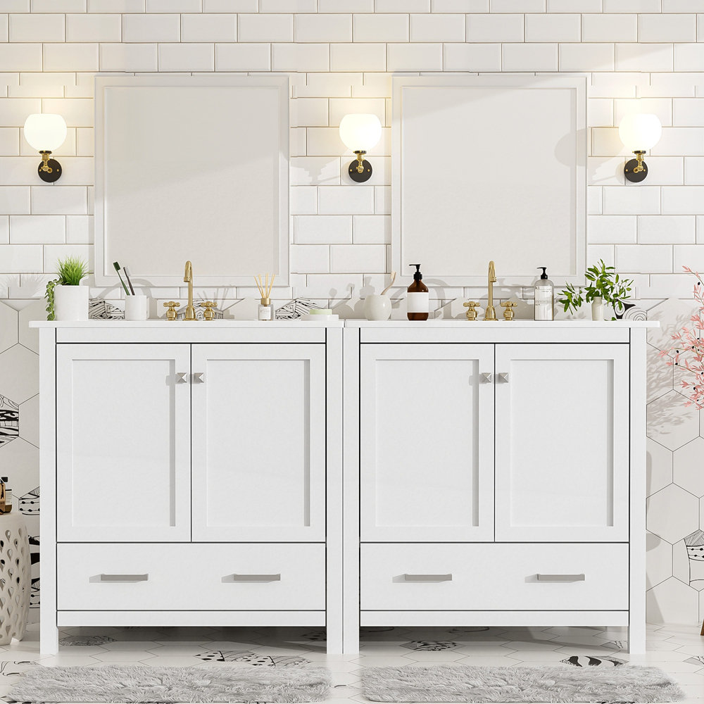 Winston Porter Ensemble de meuble-lavabo 60 "avec double meuble-lavabo double (séparé) en ...
